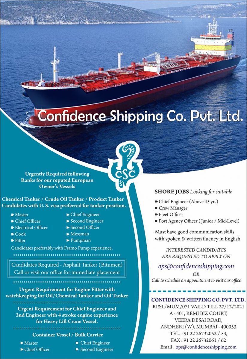 Confidence Shipping Co. Pvt. Ltd - seafarerjobs.com